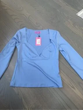 Edikted | Tops | Edikted Light Blue Long Sleeve Square Neck Top | Poshmark